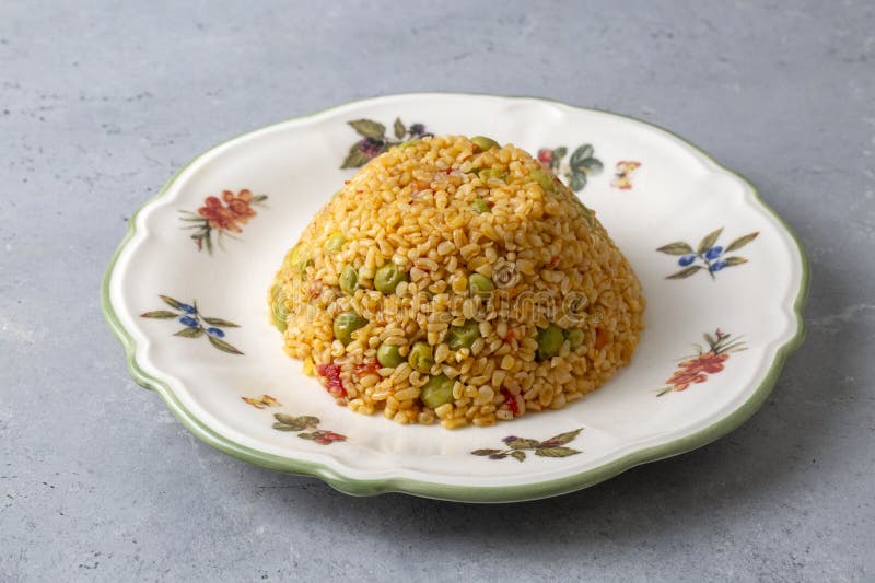 Bulgur Pilaf with Peas Turkish Name Bezelyeli Bulgur Pilavi Stock Photo ...