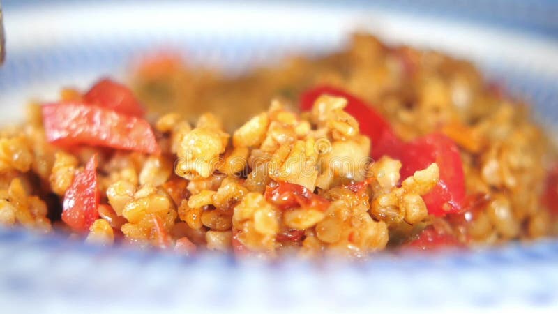 Bulgur Rice with Tomato on a Plate , Stock Video - Video of eastern ...