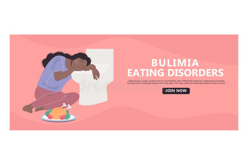 Bulimia Eating Disorder Banner Template Stock Vector - Illustration of ...