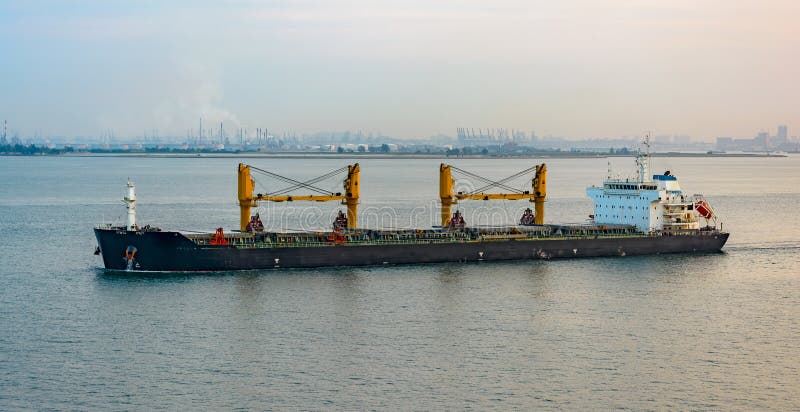 Bulk carrier cargo ship stock image. Image of crane, sailing - 61598499