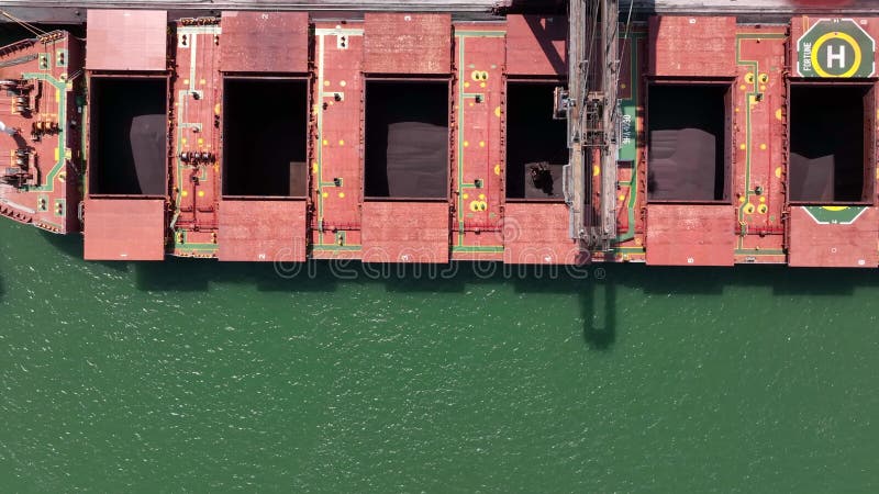 Bulk Carrier Container Ship at Port Aerial View Stock Video - Video of ...