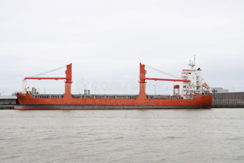 Bulk Carrier with Cranes in the Harbor of Rotterdam Stock Image - Image ...