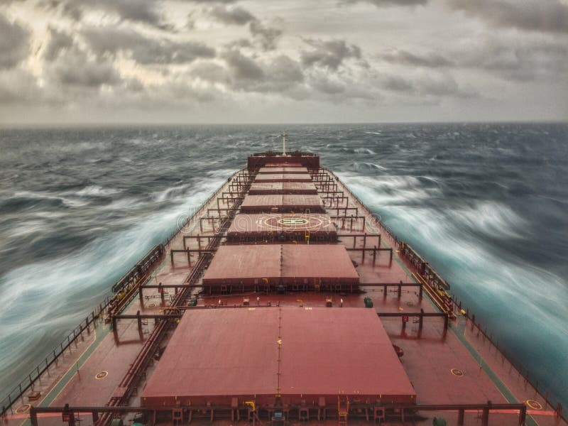 Bulk Carrier in the Ocean on Long Exposure Stock Image - Image of ship ...