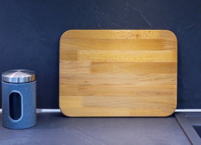 Bulk Container and Wooden Cutting Board in Kitchen. Stock Image - Image ...