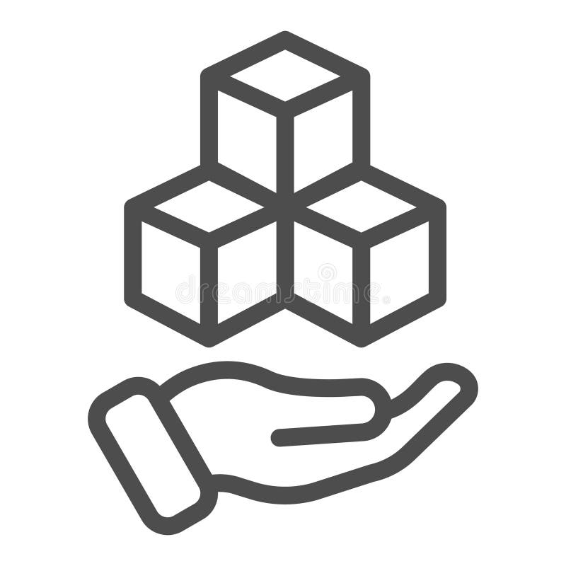 Bulk Cubes and Hand Line Icon, Crypto Metaverse Concept. Vector ...