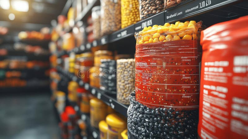Bulk Food Retail Display stock illustration. Illustration of grains ...