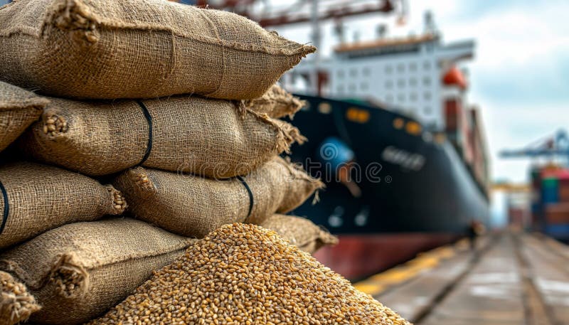 Bulk Grain Export at Commercial Dock Stock Illustration - Illustration ...