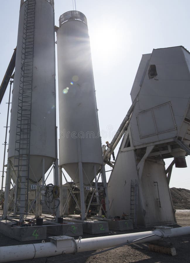 A Bulk Material Silo for Storing Sand Stock Image - Image of branch ...