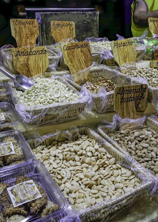 Bulk Nuts Stall in the Market Stock Photo - Image of snack, snacks ...