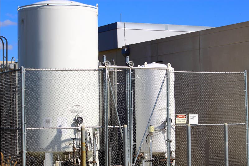Bulk Oxygen Tanks stock photo. Image of gate, system - 45754226