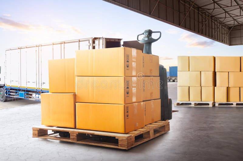 Bulk of Package Boxes Waiting To Be Loaded into Containers Trucks ...