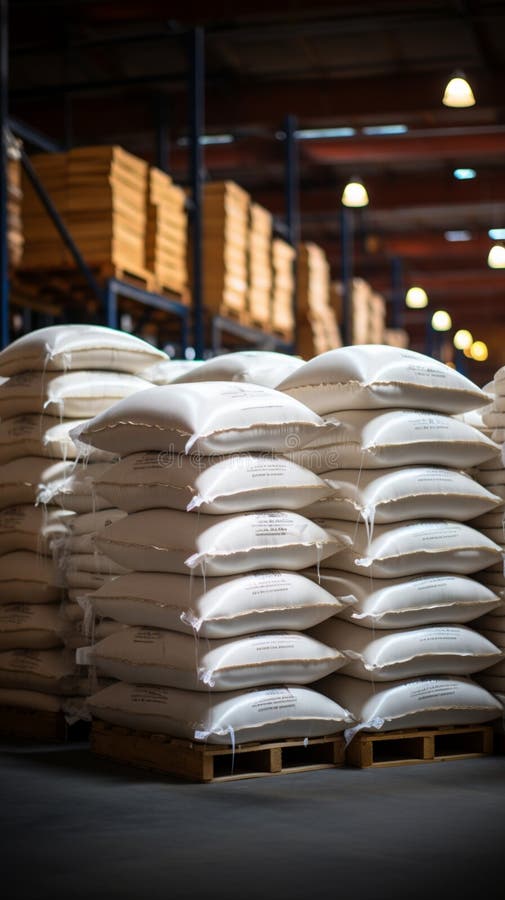 Bulk Storage in the Warehouse Includes Flour, Sugar, and Groats Bags ...