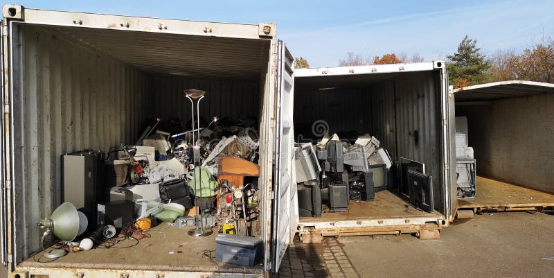 Closeup of Containers of Large-size Garbage Collection Station in ...