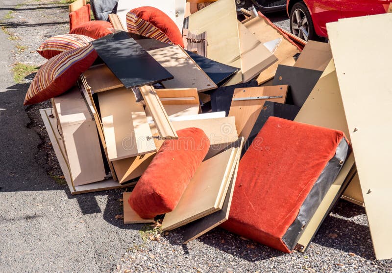 Bulky waste on the street stock photo. Image of clean - 296807142