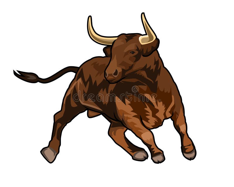 Wild Brown Bull with Stunning Horn Stock Vector - Illustration of ...