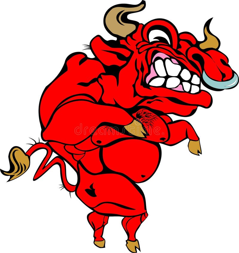 Fighting red bull mascot stock vector. Illustration of fist - 50032308