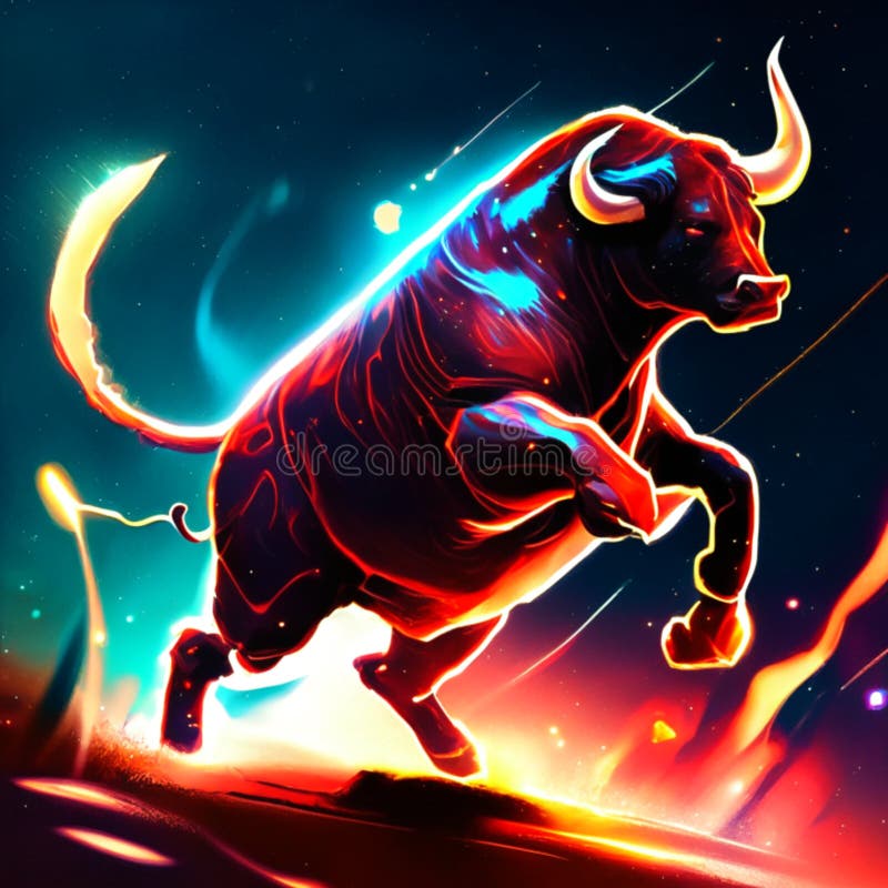 Bull in the Night Sky. Vector Illustration of a Bull in the Night Sky ...