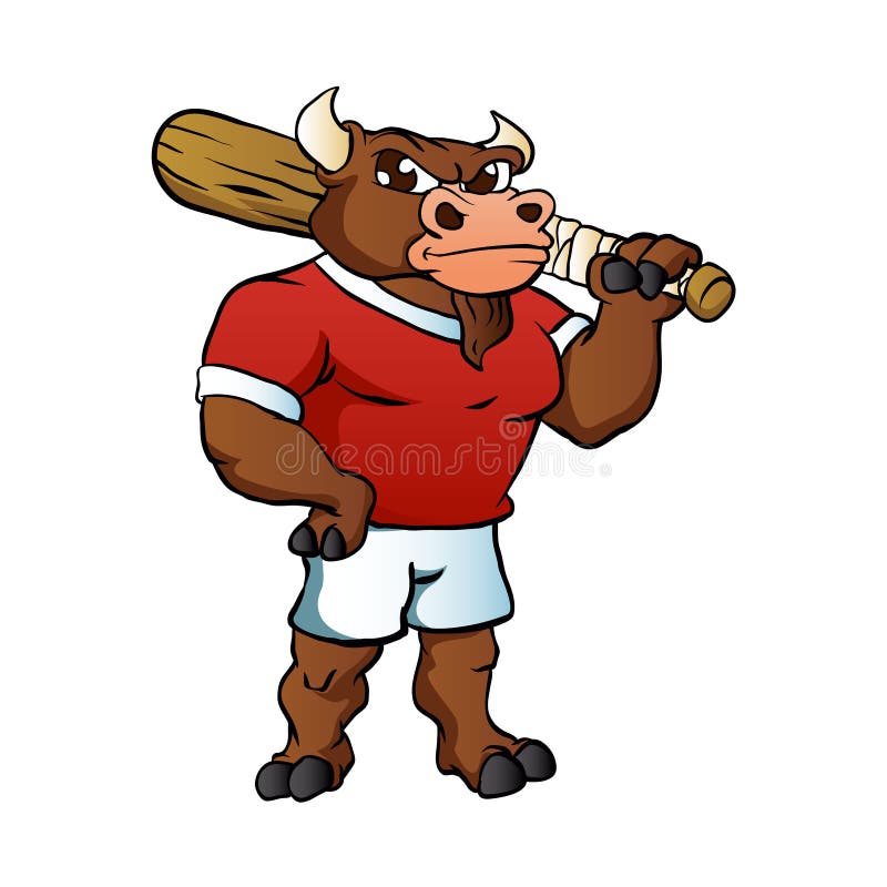 Bull with baseball bat. stock vector. Illustration of league - 71748549