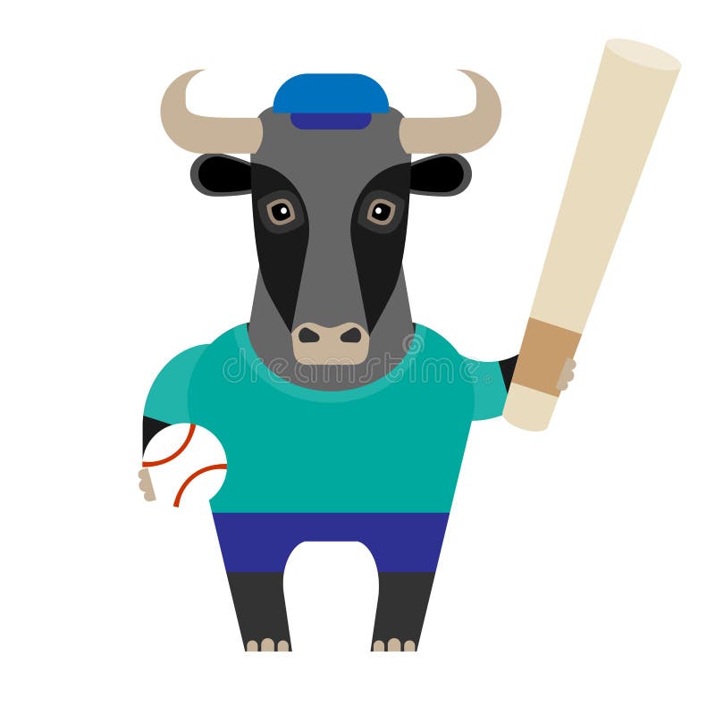 Bull with baseball bat. stock vector. Illustration of league - 71748549