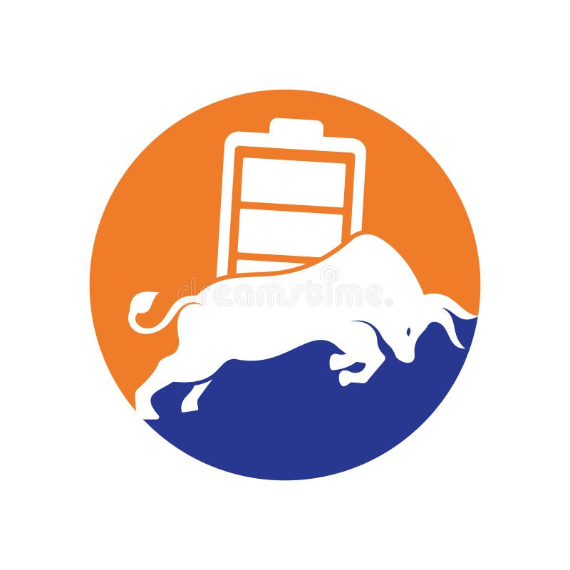Bull Battery Vector Logo Design Template. Stock Vector - Illustration ...