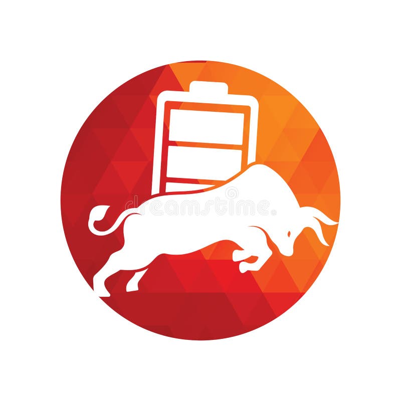 Bull Battery Vector Logo Design Template. Stock Vector - Illustration ...