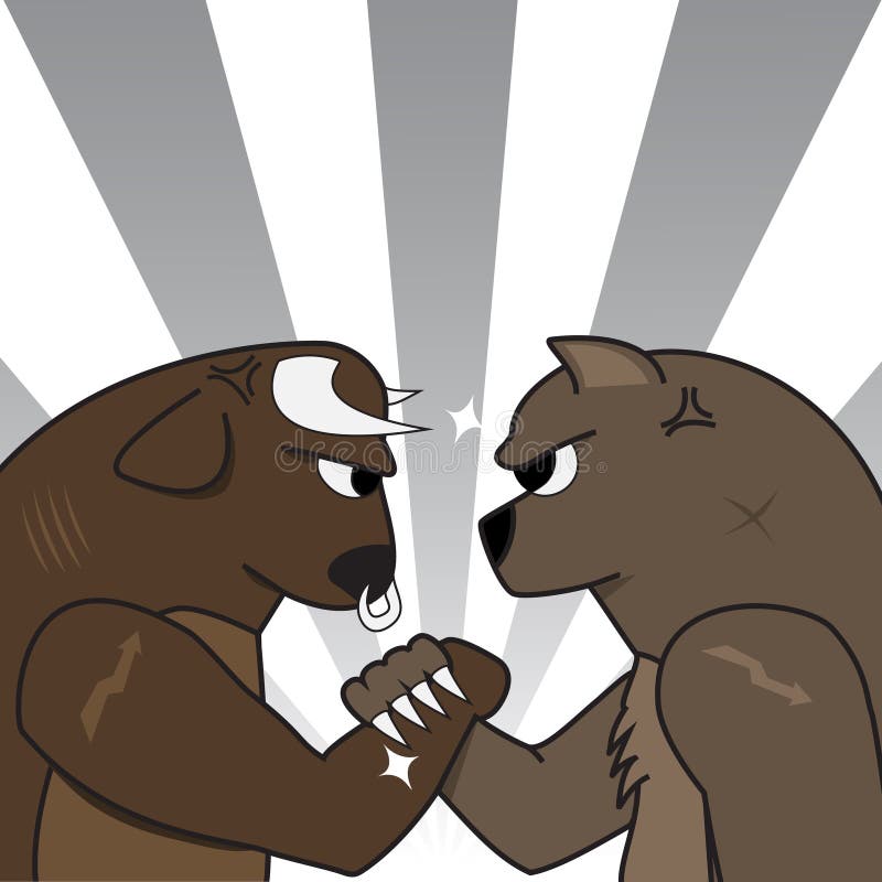 Fight between Bear and Bull Stock Illustration - Illustration of bear ...