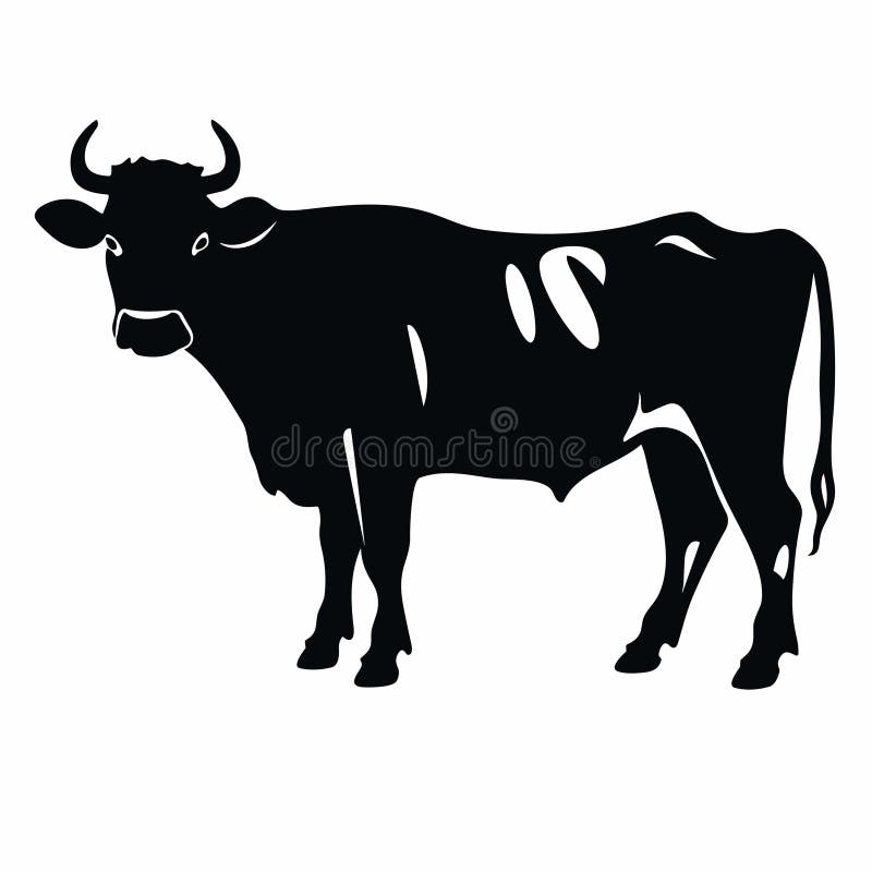 Bull Black Icon on White Background. Cow Silhouette Stock Vector ...