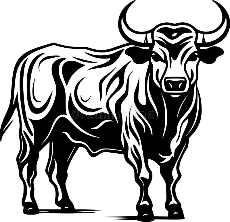 Bull - Black and White Isolated Icon - Vector Illustration Stock ...