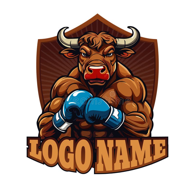 Wild Bull Fighter Mascot Illustration - Logo Template Stock Vector ...