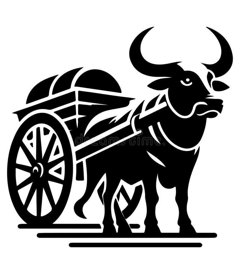 Bull with a Cart Design Vector Style Stock Vector - Illustration of ...