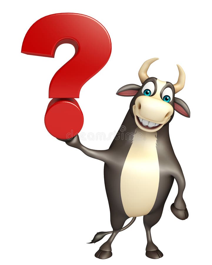 Bull Cartoon Character with Question Mark Sign Stock Illustration ...