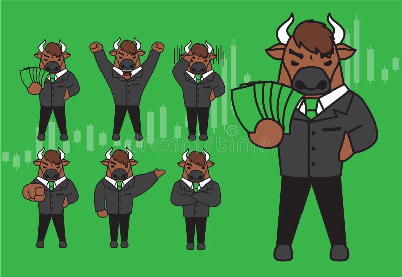 Cute Bull Cartoon Character with Table and Chair Stock Illustration ...