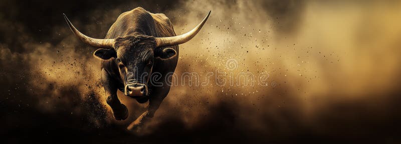 Bull Charging Attack Banner Stock Illustration - Illustration of evil ...
