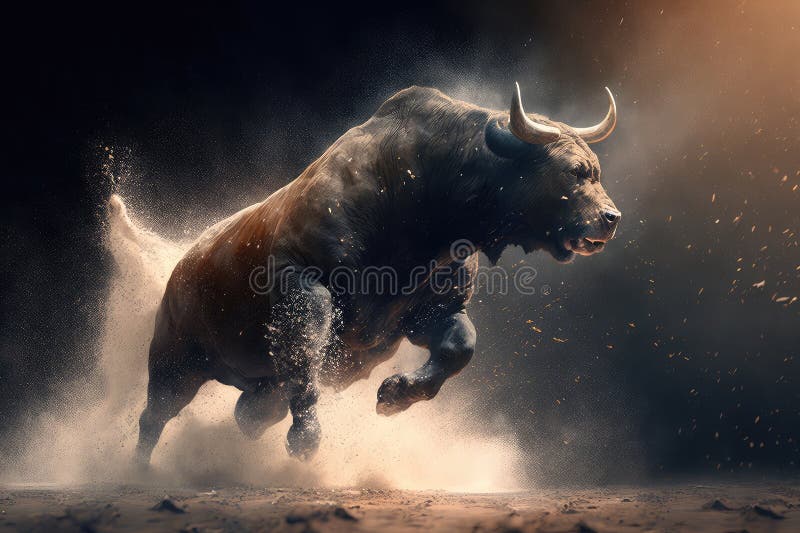 Bull, Charging at Bear, Ready To Attack Stock Illustration ...