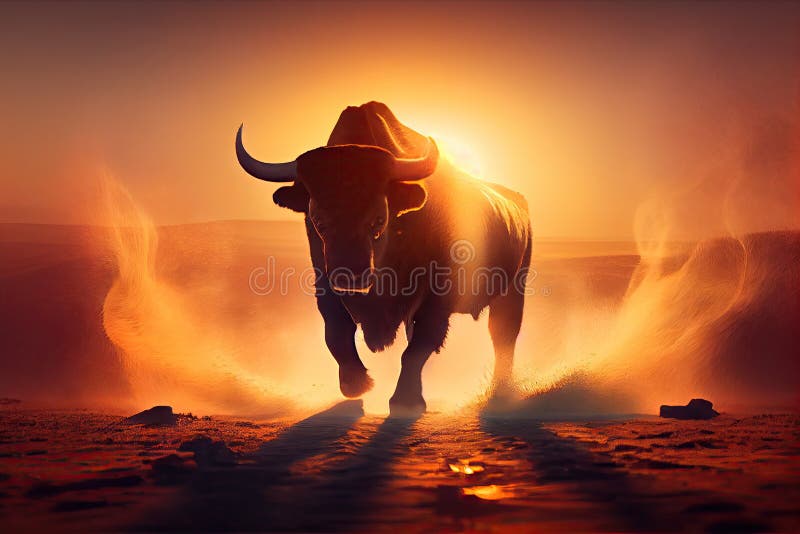 Bull, Charging with Its Horns Down and Ready To Attack Stock ...