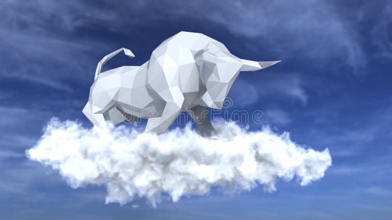 Bull on the Cloud in the Sky Stock Illustration - Illustration of ...