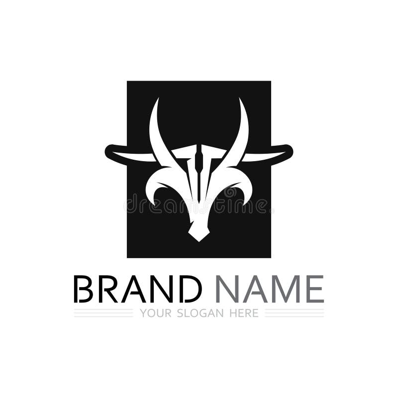 Bull and Cow Logo Design Icon Vector Horn Animals Stock Illustration ...