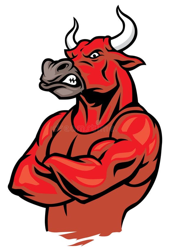 Bull in Crossed Arm Pose and Showing the Muscles Stock Vector ...