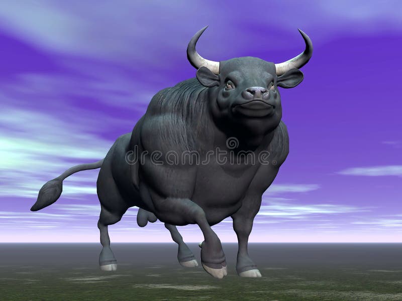 Bull in the Dark - 3D Render Stock Illustration - Illustration of ...