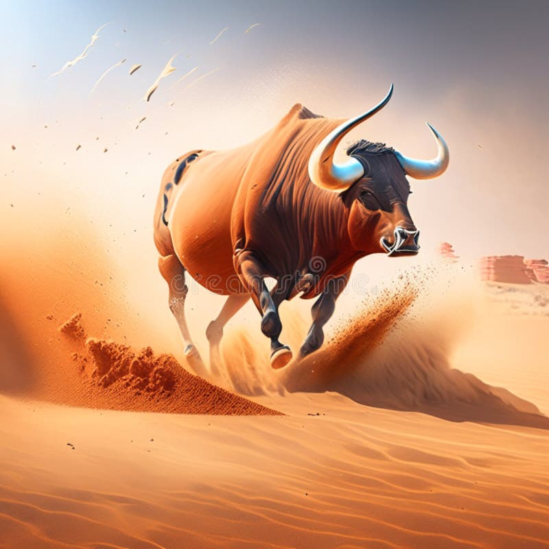 Bull in the Desert. 3d Rendering, 3d Illustration Stock Illustration ...