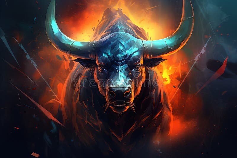 Bull Epic Artistic Masterpiece. Generative AI Stock Illustration ...