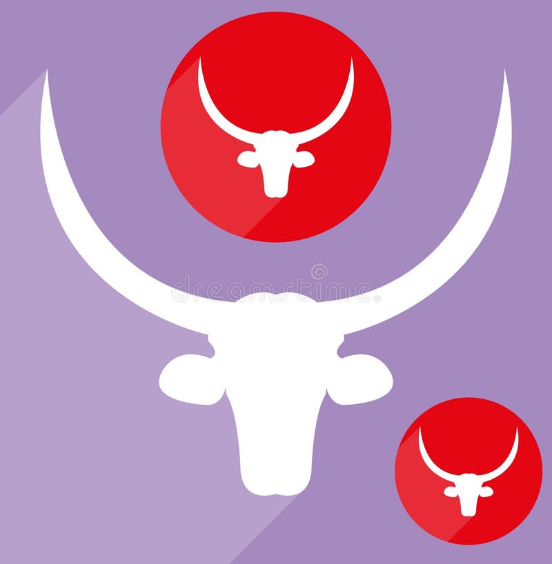 Bull Face, Head, Long Shadow Stock Vector - Illustration of advertising ...