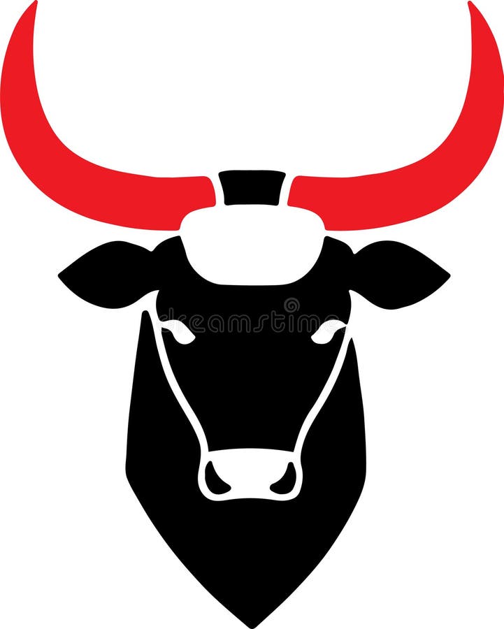 Bull Face Looking Straight Silhouette Stock Illustration - Illustration ...