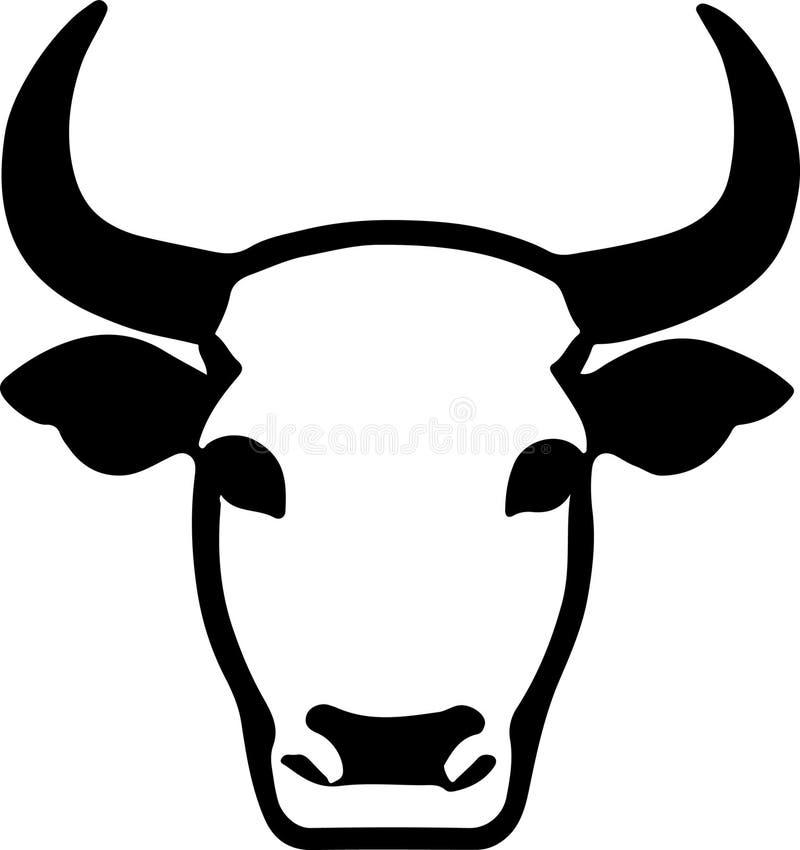 Bull Face Looking Straight Silhouette Stock Illustration - Illustration ...