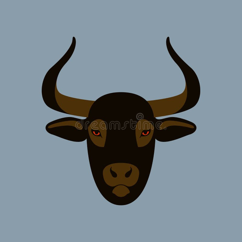 Bull Face Vector Illustration Flat Style Front Stock Vector ...