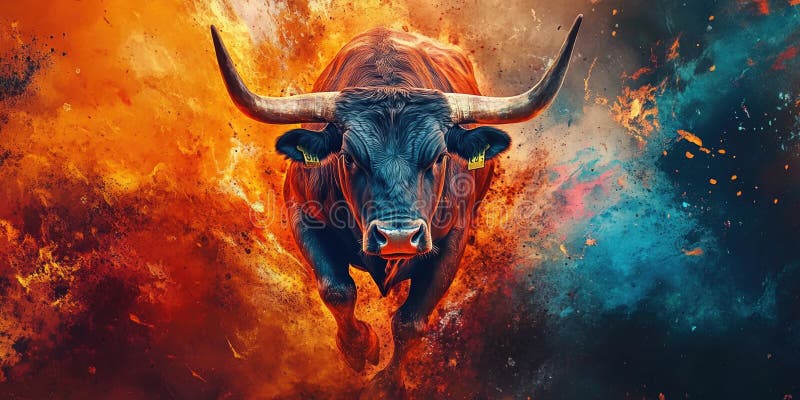 Bull on Fire and Smoke stock image. Image of flame, blazing - 380425747
