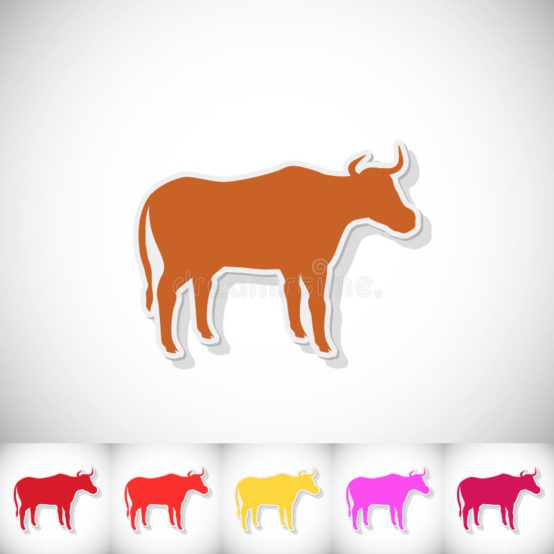 Bull. Flat Sticker with Shadow on White Background Stock Vector ...