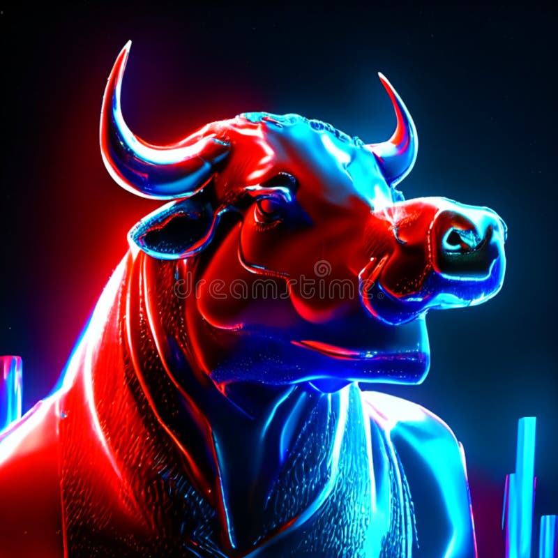 Bull on a Black Background. 3d Rendering, 3d Illustration Stock ...