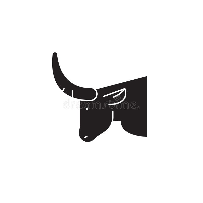 Bull Head Black Vector Concept Icon. Bull Head Flat Illustration, Sign ...