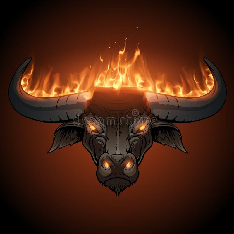 Bull head in fire stock vector. Illustration of beast - 60684808